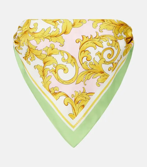 Versace Printed Silk Twill Bandeau Top - Multicoloured