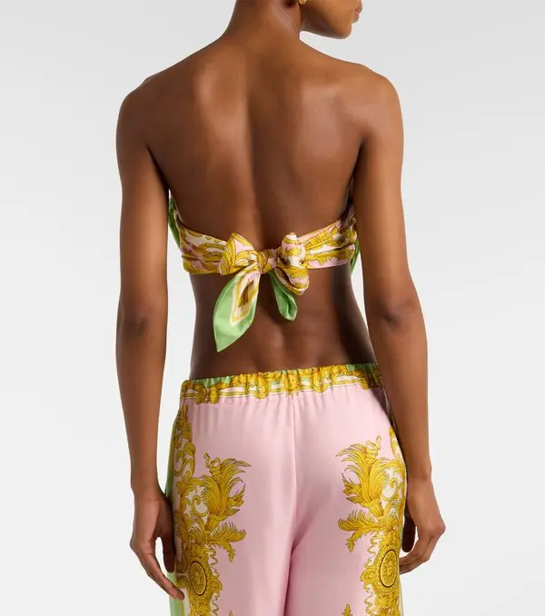 Versace Printed Silk Twill Bandeau Top