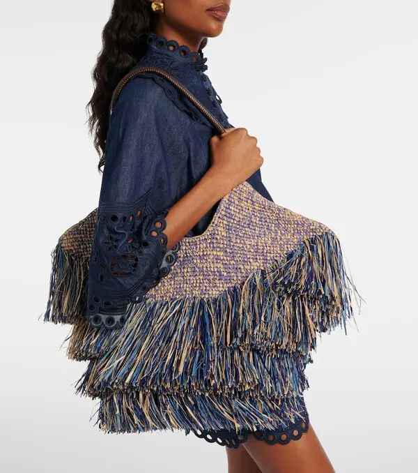 Zimmermann Fringed Raffia Tote Bag