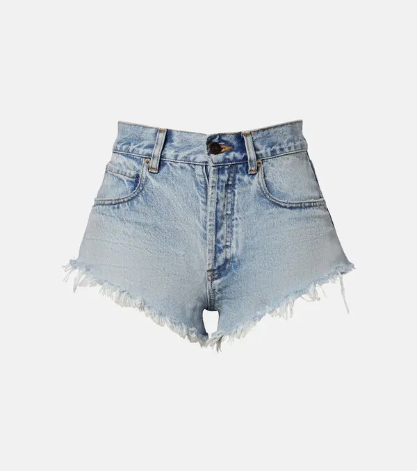 Balenciaga Frayed Denim Shorts - Blue