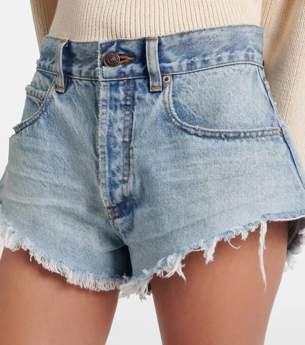 Balenciaga Frayed Denim Shorts