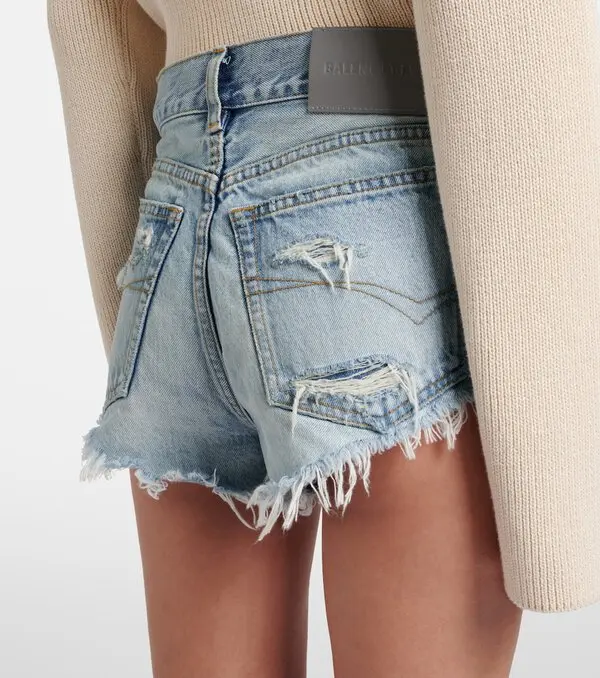 Balenciaga Frayed Denim Shorts