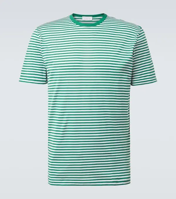 Sunspel Striped Cotton T-shirt - Green
