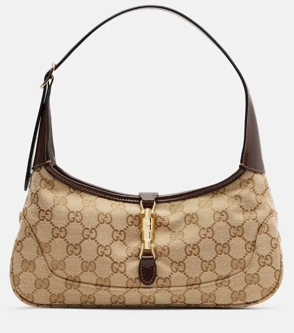Gucci Jackie Slim Medium Gg Canvas Shoulder Bag - Beige
