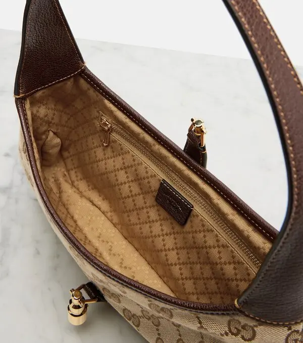 Gucci Jackie Slim Medium Gg Canvas Shoulder Bag - Beige