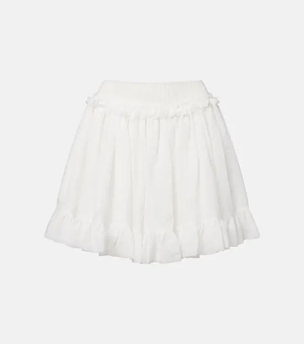 Balmain Ruffled Poplin Miniskirt - White