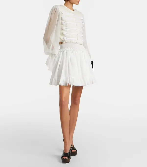 Balmain Ruffled Poplin Miniskirt