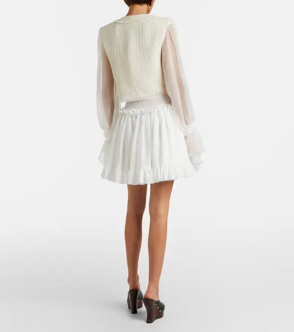 Balmain Ruffled Poplin Miniskirt