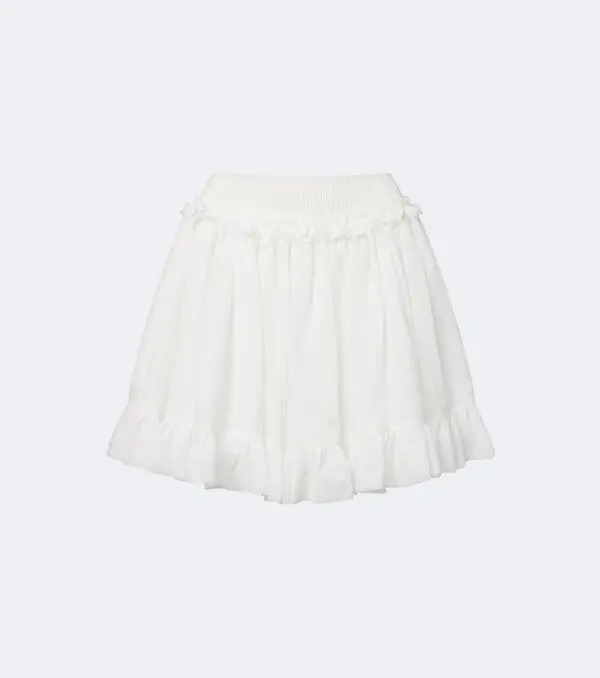 Balmain Ruffled Poplin Miniskirt - White