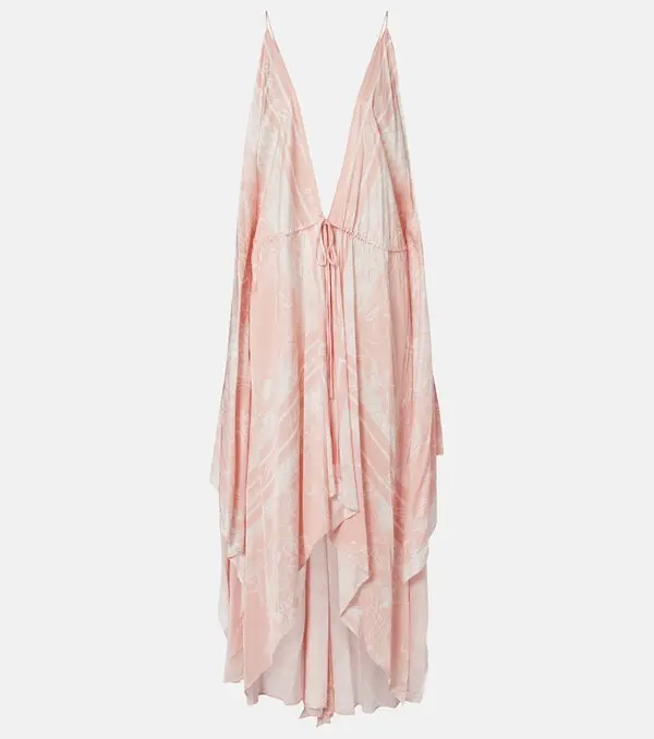 Balmain Printed Asymmetric Maxi Dress - Pink