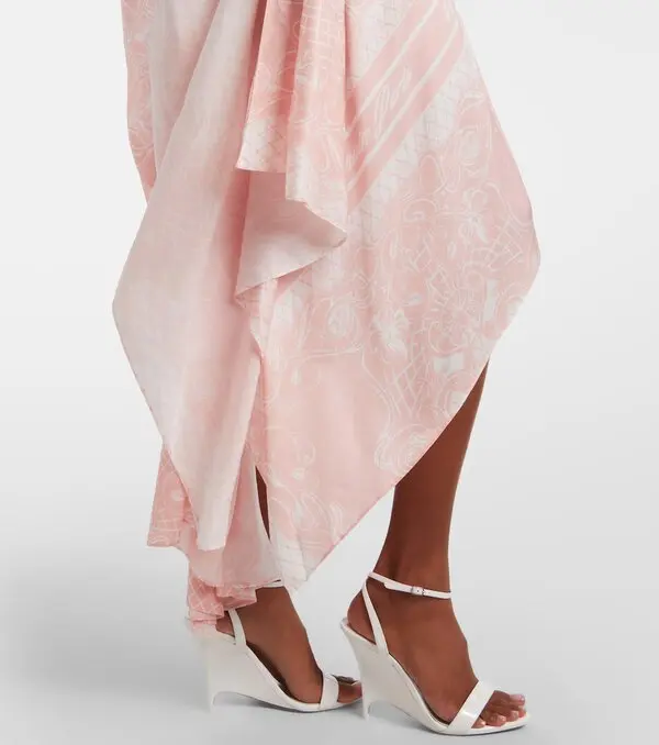 Balmain Printed Asymmetric Maxi Dress