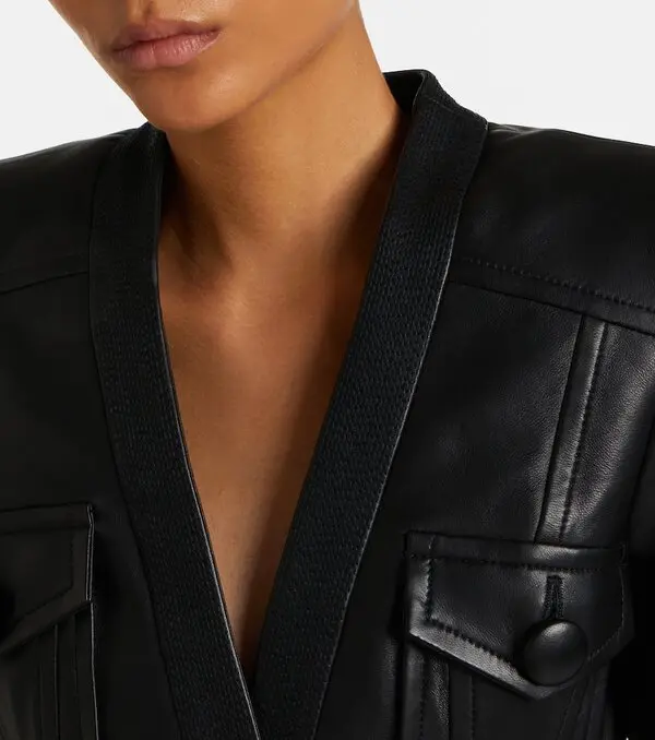 Balmain Belted Leather Jacket