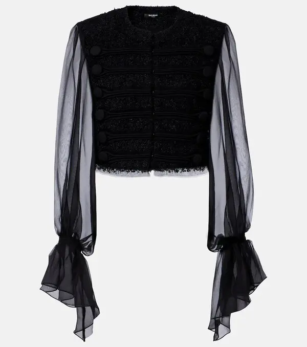 Balmain Silk-trimmed Bouclé Jacket
