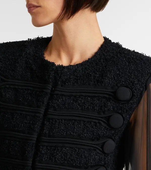 Balmain Silk-trimmed Bouclé Jacket - Black