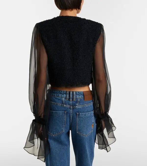 Balmain Silk-trimmed Bouclé Jacket - Black