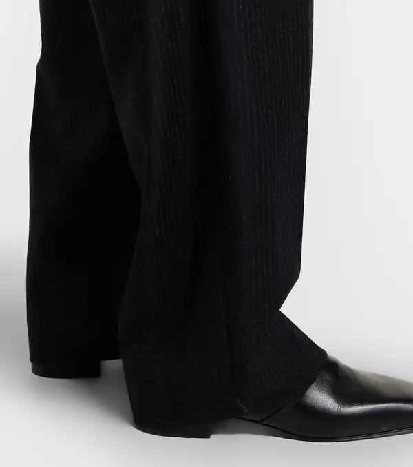 BLAZÉ MILANO Wool Straight Leg Trousers - Black