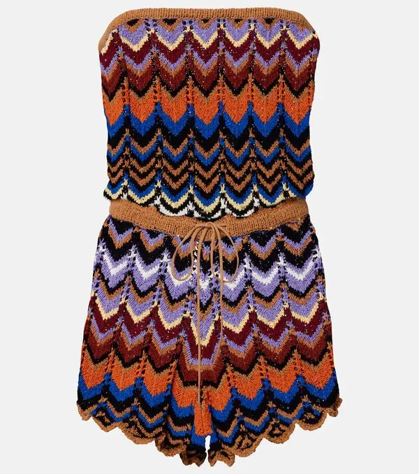Faithfull The Brand Azul Crochet Cotton-blend Romper - Multicoloured