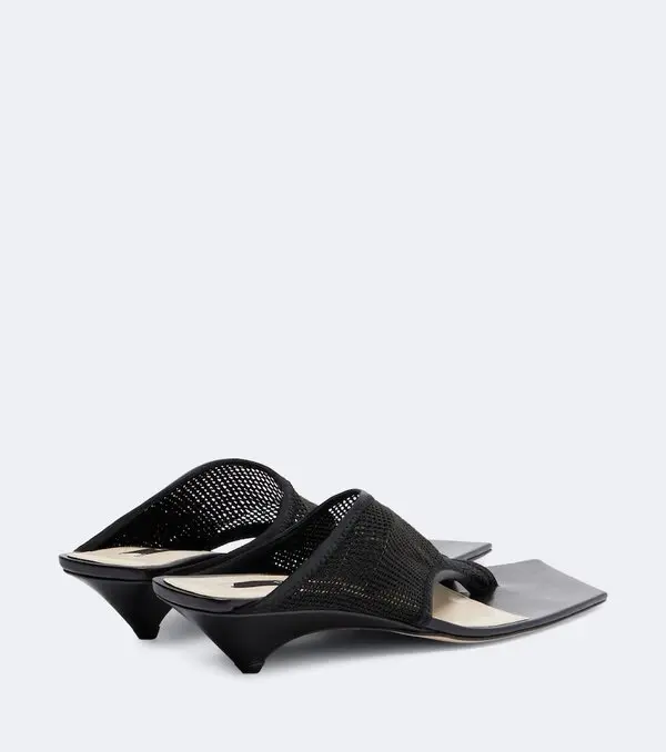 CHRISTEN Edge Stretch Leather-trimmed Mesh Mules