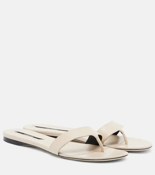 CHRISTEN Helix Leather Thong Sandals - Beige