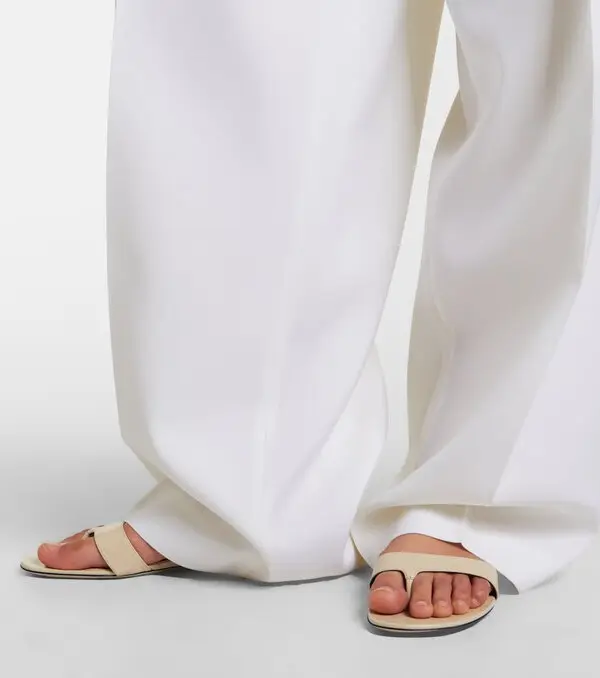 CHRISTEN Helix Leather Thong Sandals - Beige