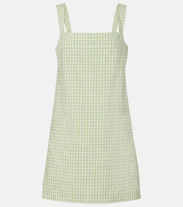Simkhai Sloan Gingham Cotton-blend Mini Dress - Green