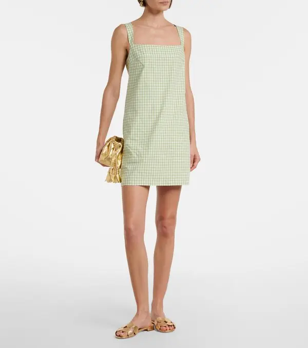 Simkhai Sloan Gingham Cotton-blend Mini Dress - Green