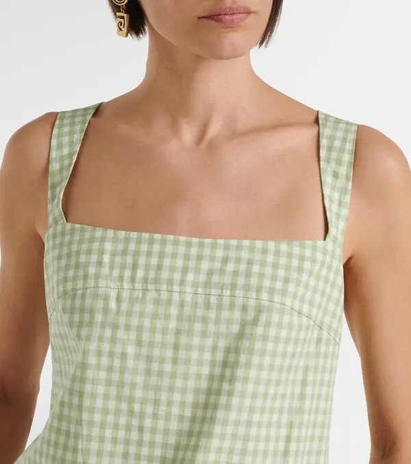 Simkhai Sloan Gingham Cotton-blend Mini Dress - Green