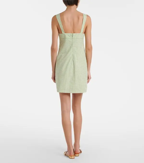 Simkhai Sloan Gingham Cotton-blend Mini Dress - Green