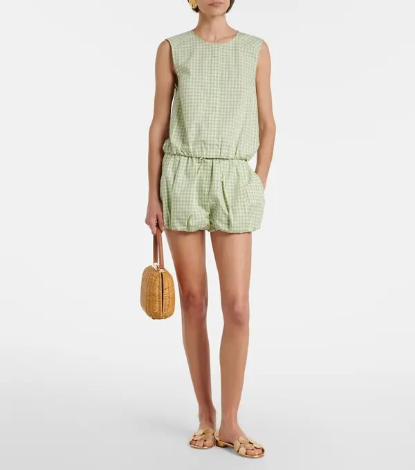 Simkhai Gingham Cotton-blend Shorts - Green