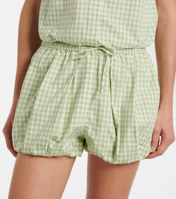 Simkhai Gingham Cotton-blend Shorts - Green