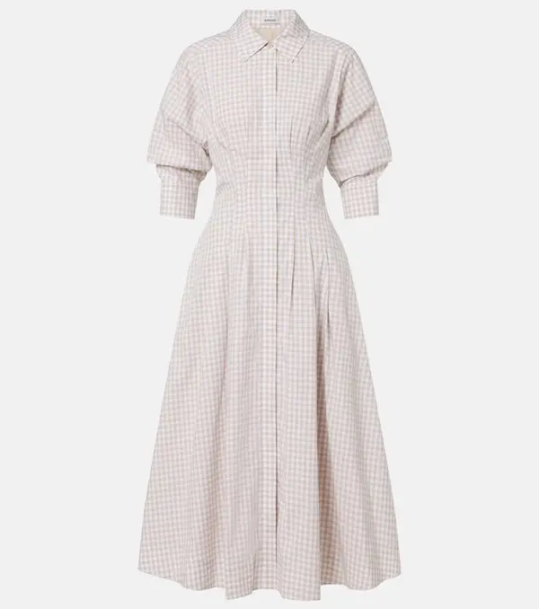 Simkhai Jazz Gingham Cotton-blend Shirt Dress - Beige