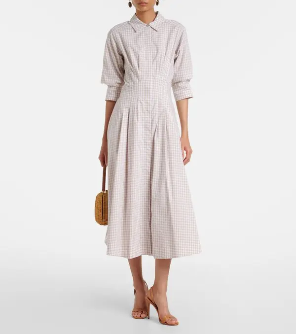 Simkhai Jazz Gingham Cotton-blend Shirt Dress - Beige