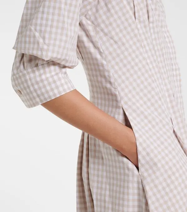 Simkhai Jazz Gingham Cotton-blend Shirt Dress - Beige