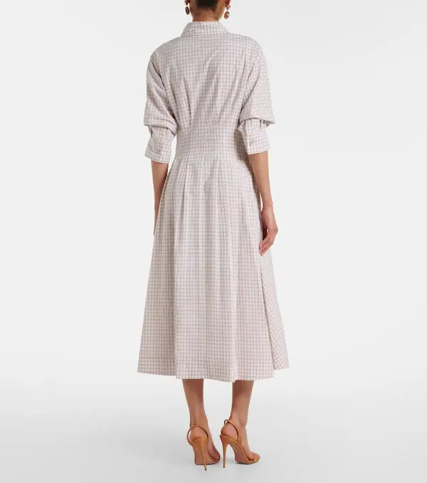 Simkhai Jazz Gingham Cotton-blend Shirt Dress - Beige