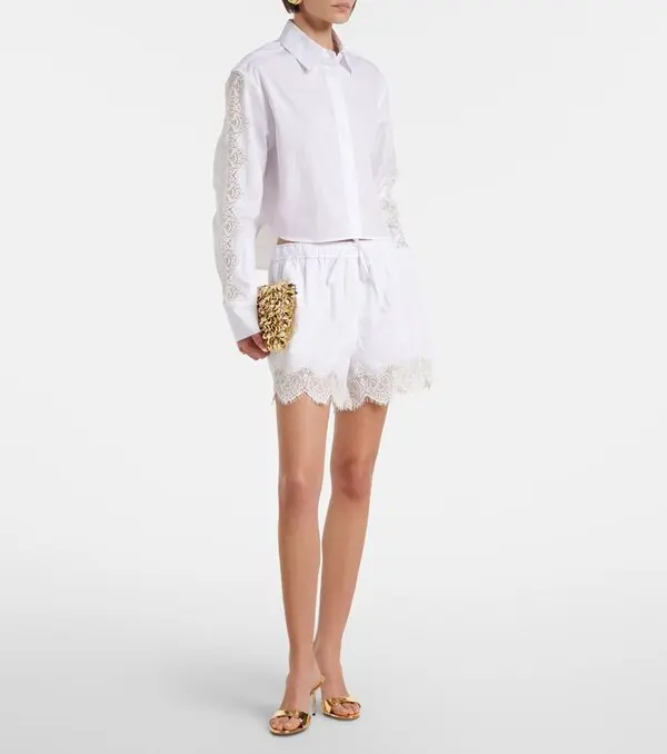 Simkhai Lace-trimmed Cotton Poplin Shirt