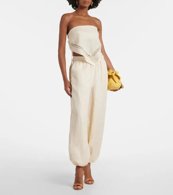 Simkhai Lace-trimmed Wide-leg Pants - Beige