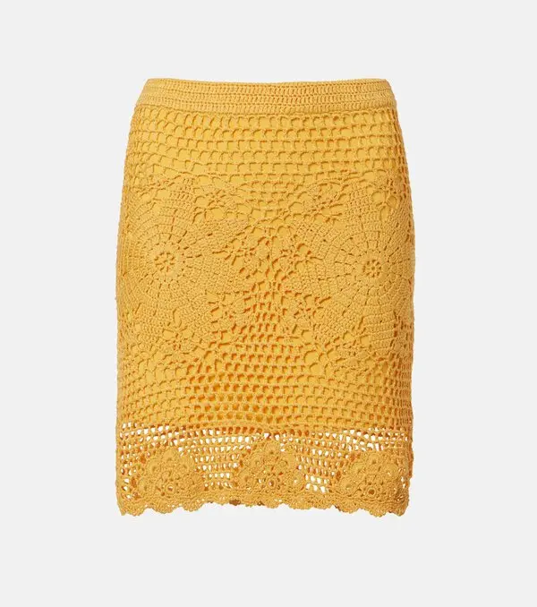 Simkhai Agnes Floral Crochet Cotton Miniskirt - Yellow