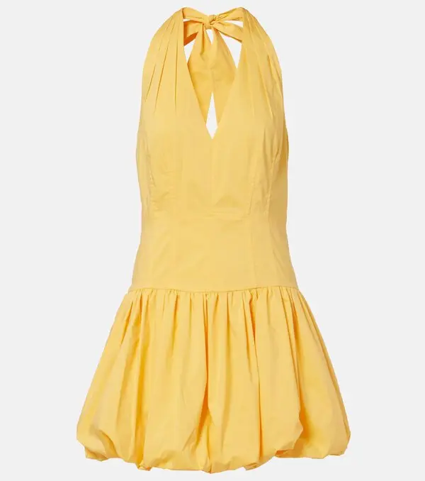 Simkhai Brooke Gathered Cotton-blend Minidress - Yellow