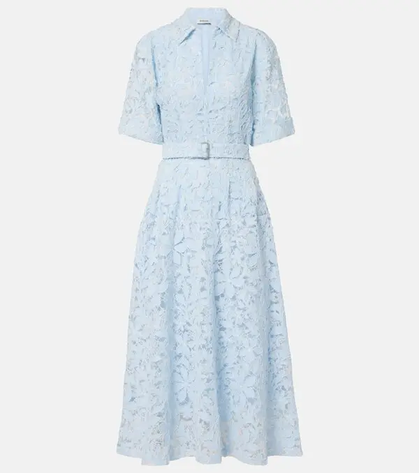 Simkhai Deanna Lace Guipure Cotton Midi Dress - Blue