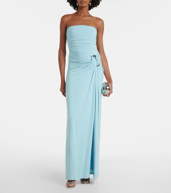 Simkhai Emma Gathered Bustier Gown - Blue