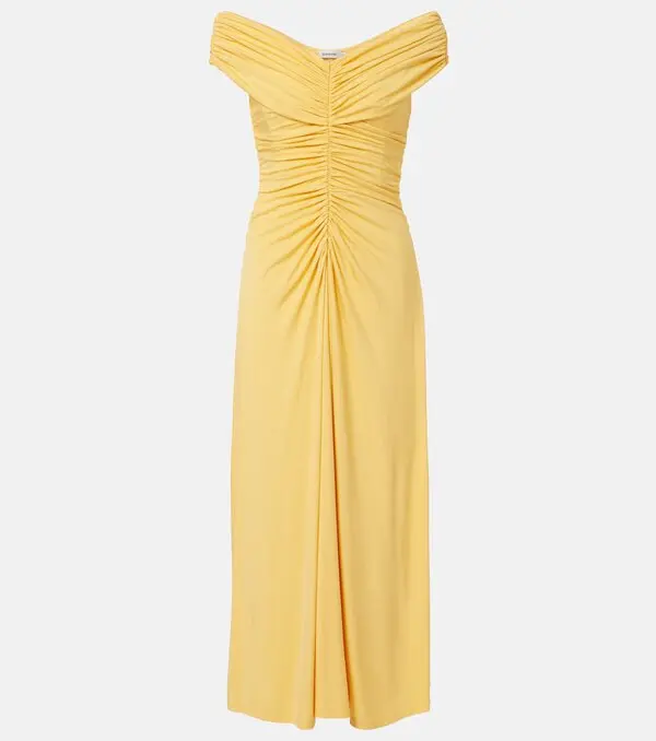 Simkhai Sheyda Ruched Jersey Midi Dress - Yellow