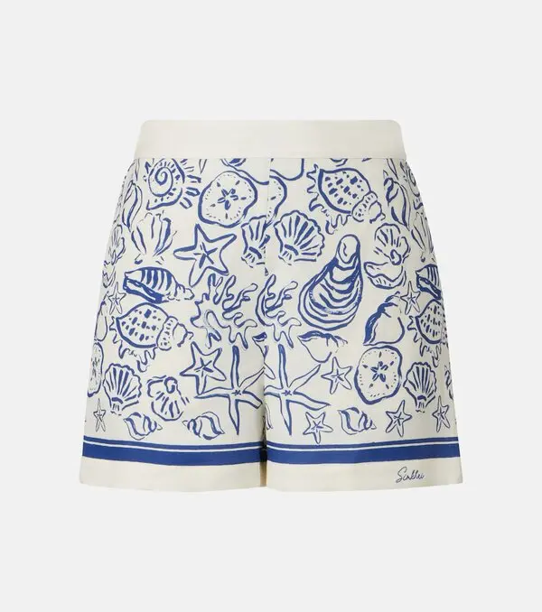 Simkhai Keaton Printed Linen-blend Shorts
