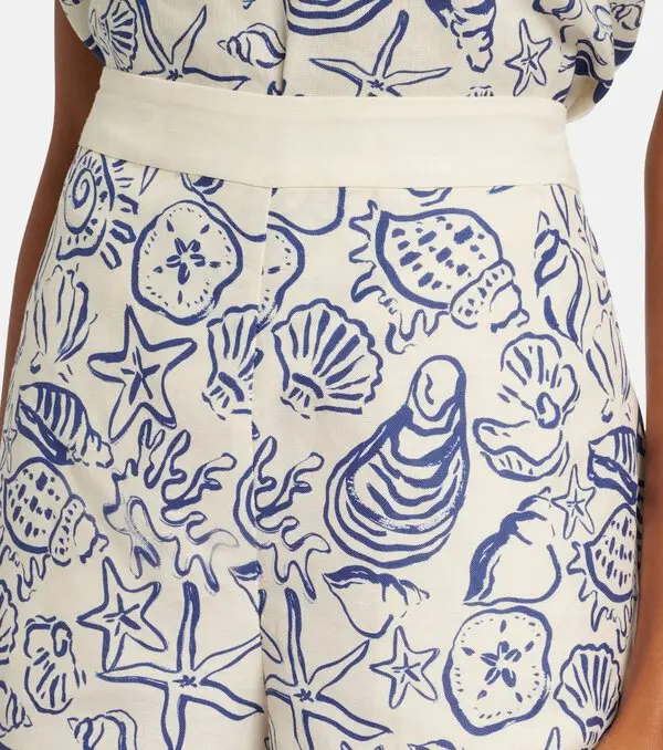 Simkhai Keaton Printed Linen-blend Shorts