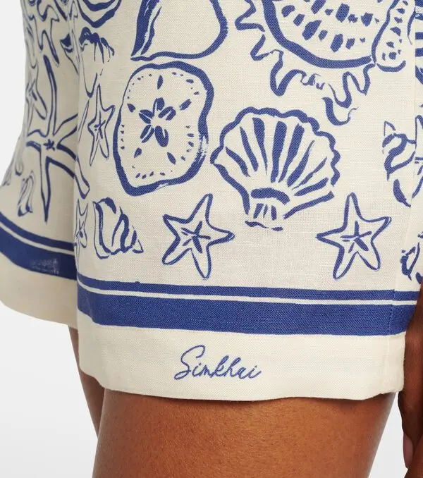 Simkhai Keaton Printed Linen-blend Shorts