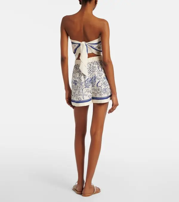 Simkhai Keaton Printed Linen-blend Shorts