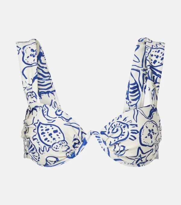Simkhai Anniston Printed Bikini Top - Blue