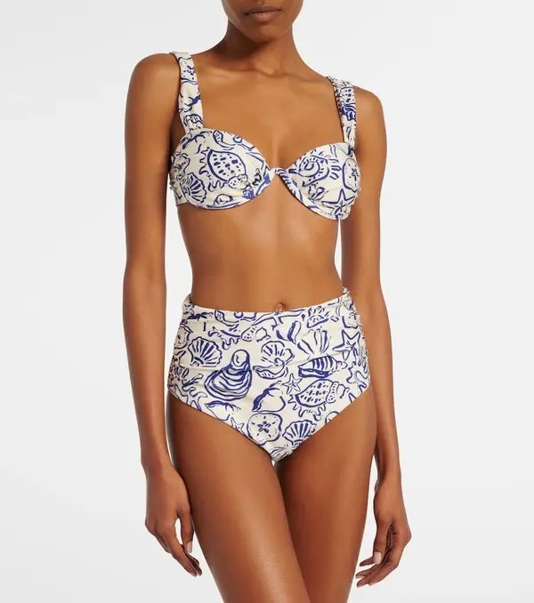 Simkhai Anniston Printed Bikini Top - Blue