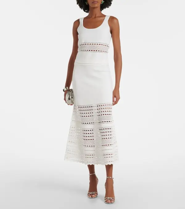Simkhai Westly Open-knit Midi Skirt - White