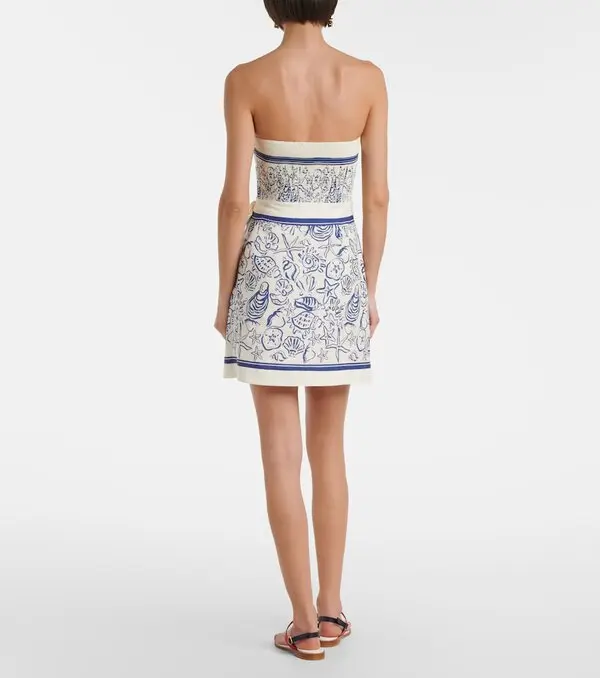 Simkhai Darbie Printed Linen-blend Minidress - White