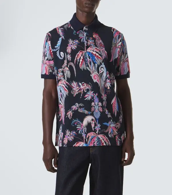 Etro Printed Cotton Piqué Polo Shirt